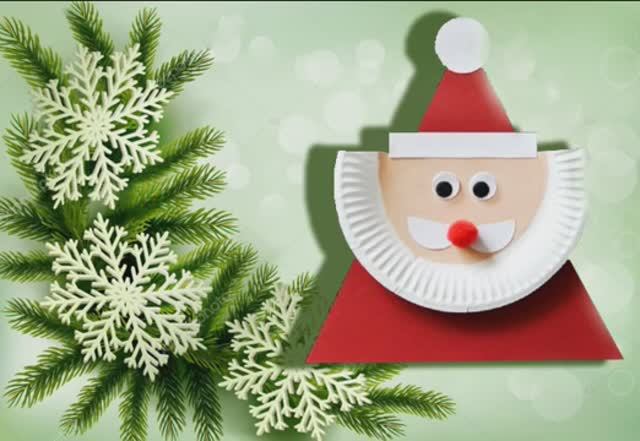 Поделка Дед Мороз из одноразовой тарелки