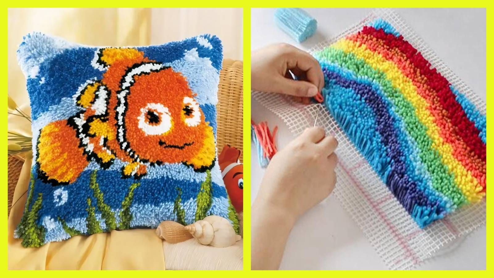 Ковровая вышивка для детской комнаты: коврик-сказка и подушка-обнимашка для ваших детей 🧶🧸🌟
