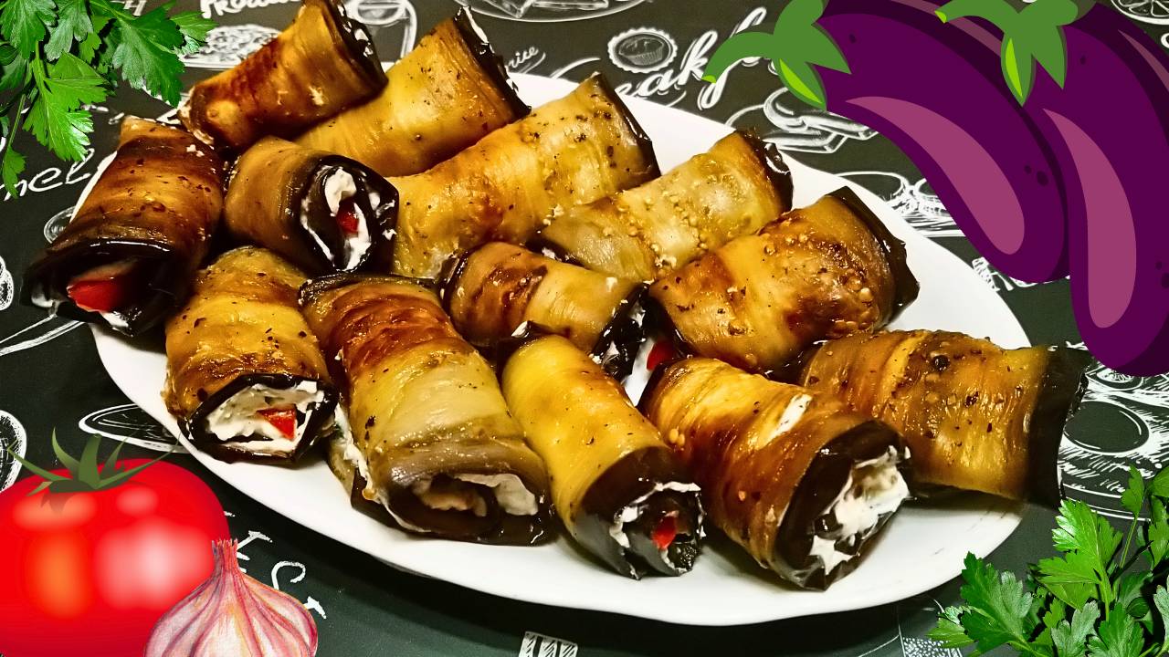РУЛЕТИКИ ИЗ БАКЛАЖАНОВ / Очень вкусная, быстрая и сытная закуска из баклажанов