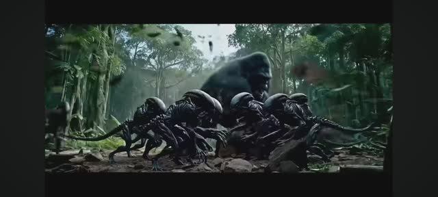 Кинг Конг против Чужих! Новый блокбастер от нейросети.