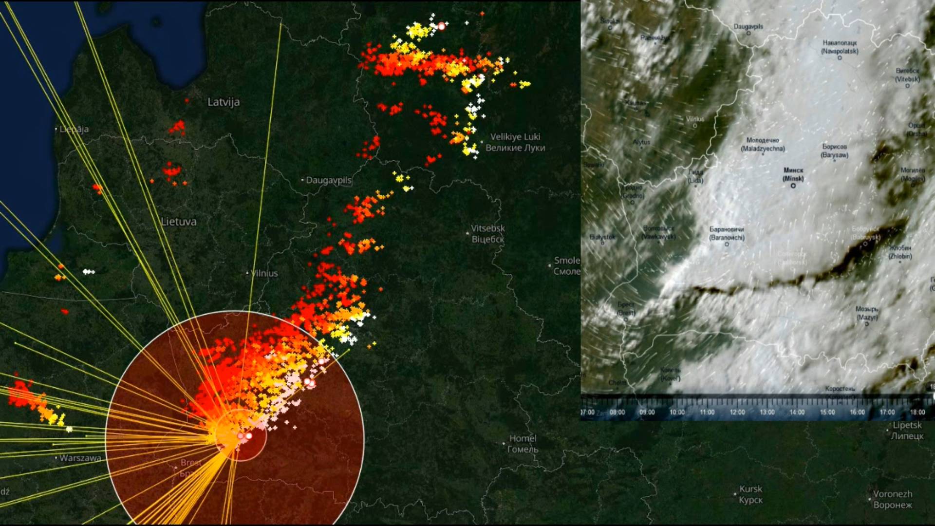 10.08.2025 Грозовой фронт над Беларусью