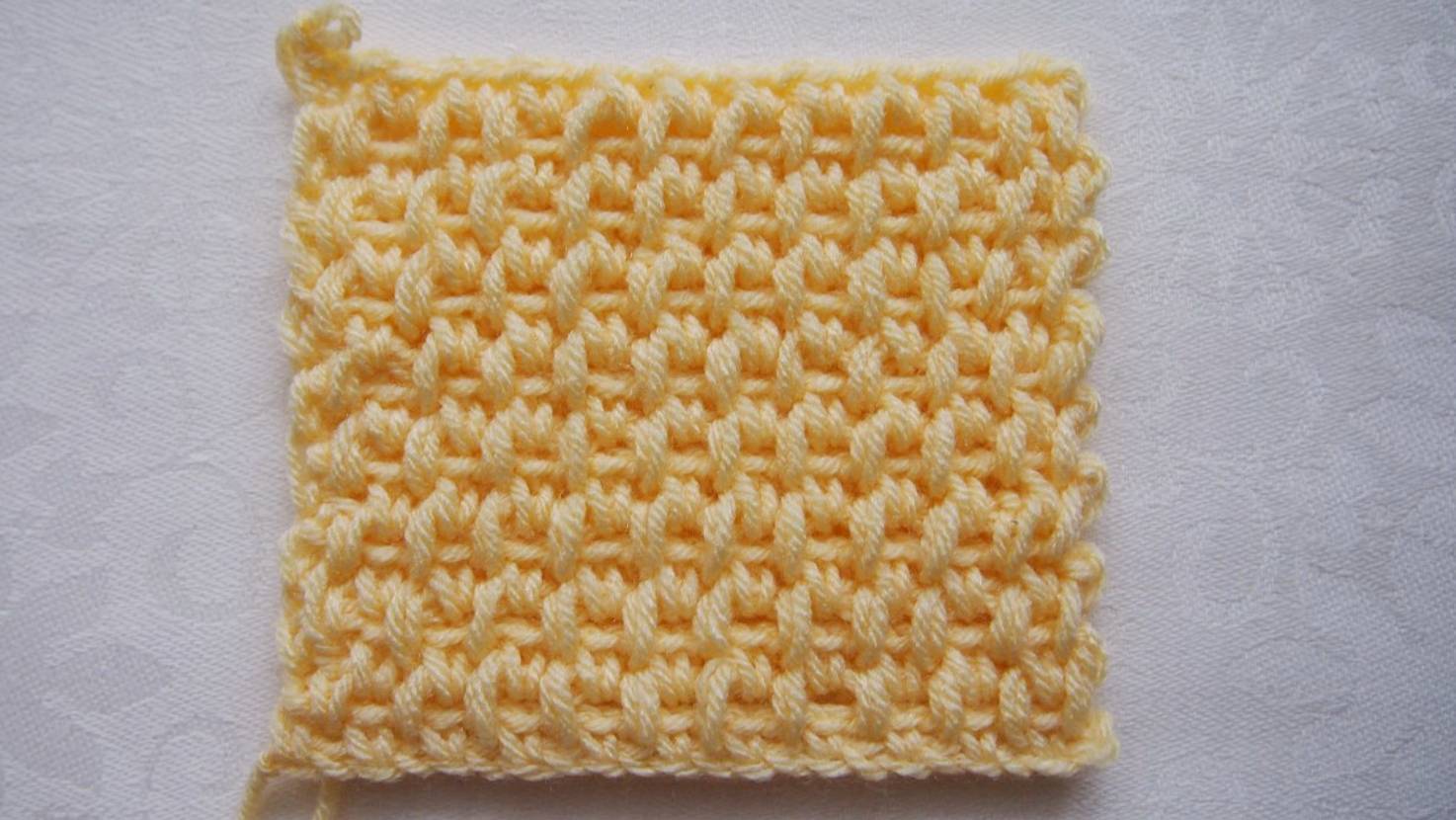 Простой узор крючком для начинающих. Всего 2 ряда! Узор Рогожка Объемные узоры крючком.  Урок 133