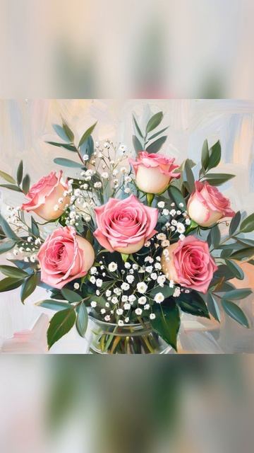 Открытки девушке 🍰ко дню рождения🍰 с 🌸розовыми розами🌸 - бесплатно