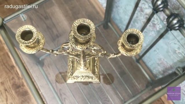 Пара канделябров на 3 свечи, золото V 4035