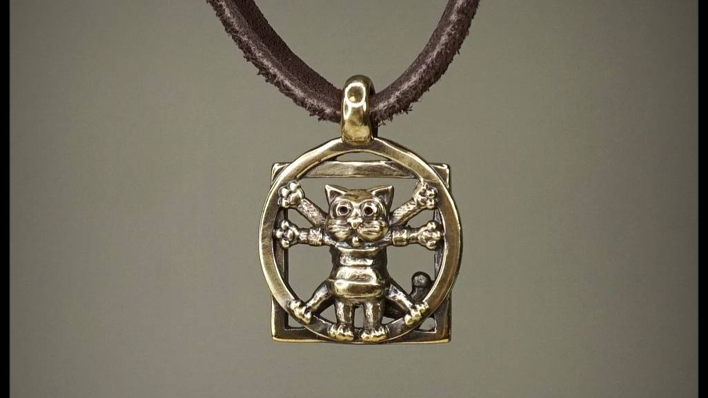 кулон "Кот Да Винчи" латунь