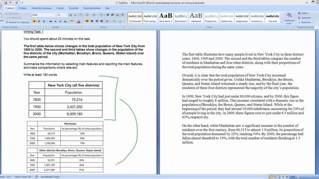 IELTS Cambridge 20 / Разбираем Writing Task 1 Test 1 / Что делать с тремя таблицами!