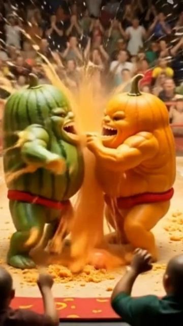 Овощное сумо арбуз vs тыква! 🍉🎃