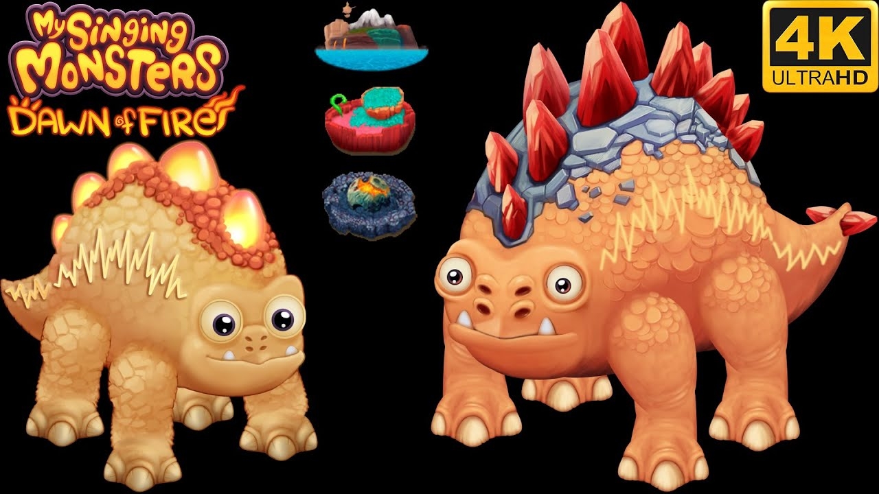 Стегобака - Юная/Взрослая Все Песни и Анимации (My Singing Monsters Dawn Of Fire)