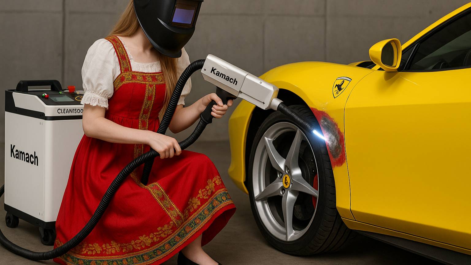 Тестирование лазерной чистки Kamach с контроллером SUP и пистолетом SUP22C