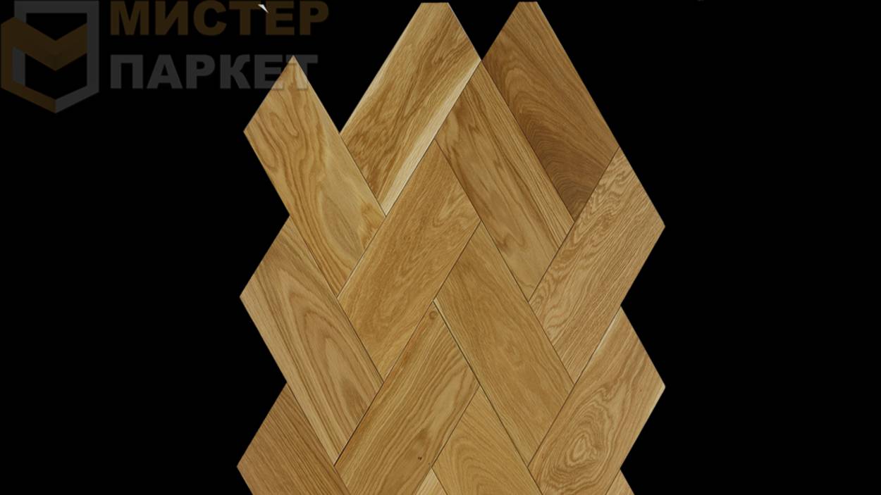 Паркет Итальянская елочка Русский лес Дуб Натур 195 мм