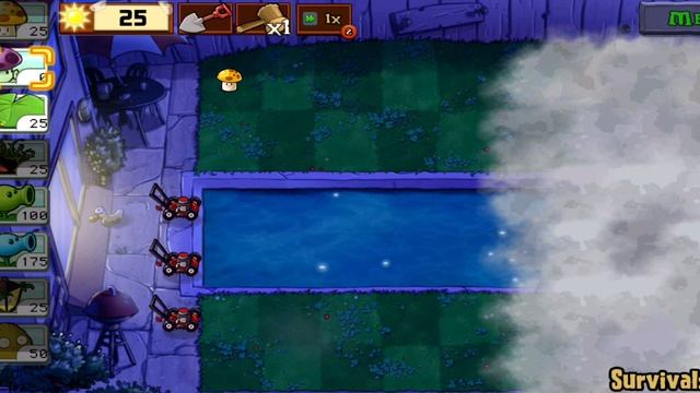 Plants vs Zombies. Зомби против Растений #15.Продолжаем выживать в бассейне и в тумане