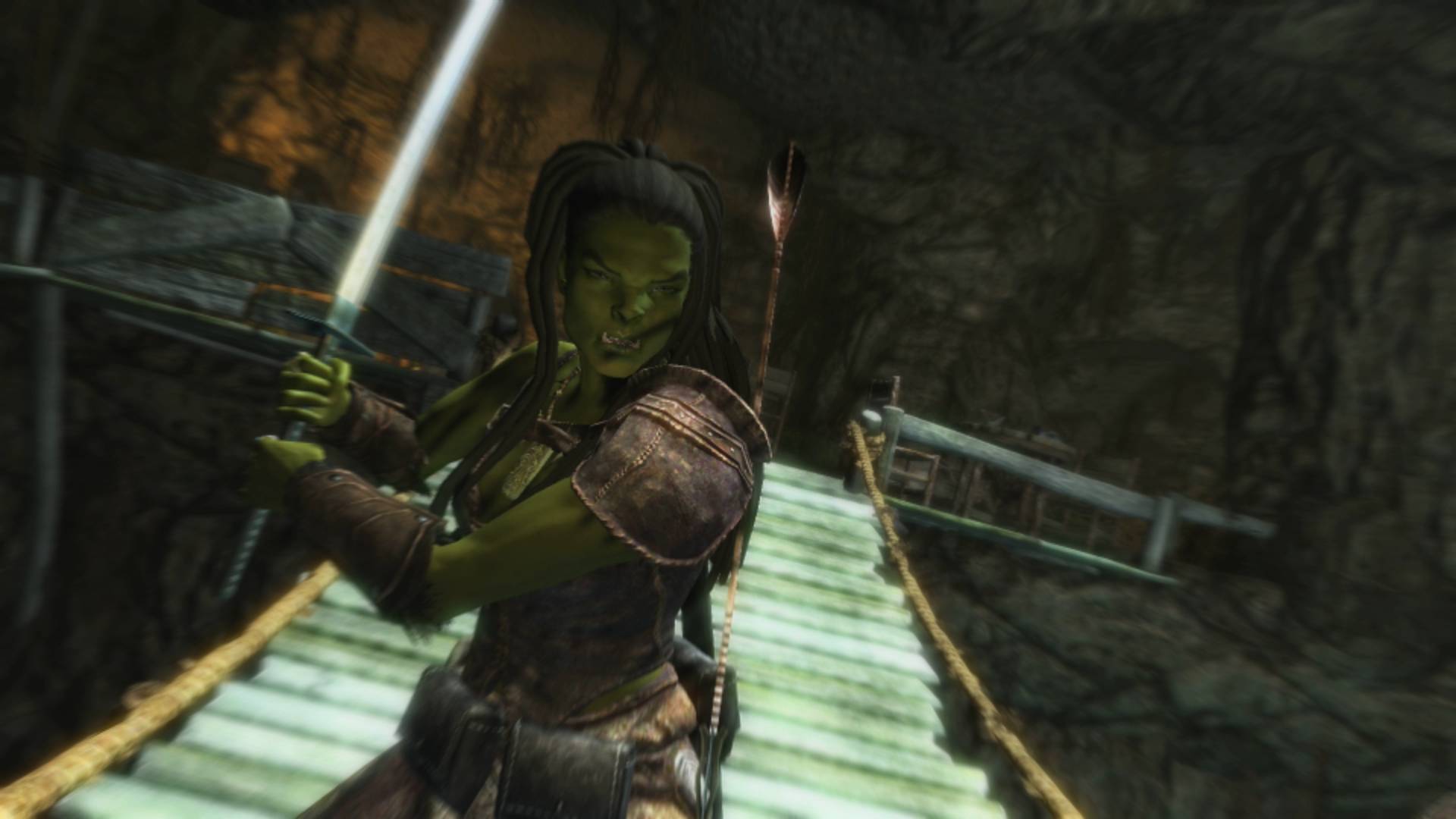 Орк-девочка с друзьями разносит Скайрим