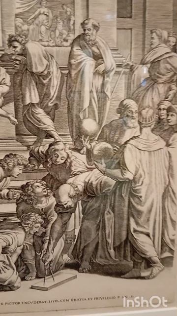 Афинская школа. 1550. Джорджо Гизи. Гравюра резцом с рисунка по композиции фрески Рафаэля.