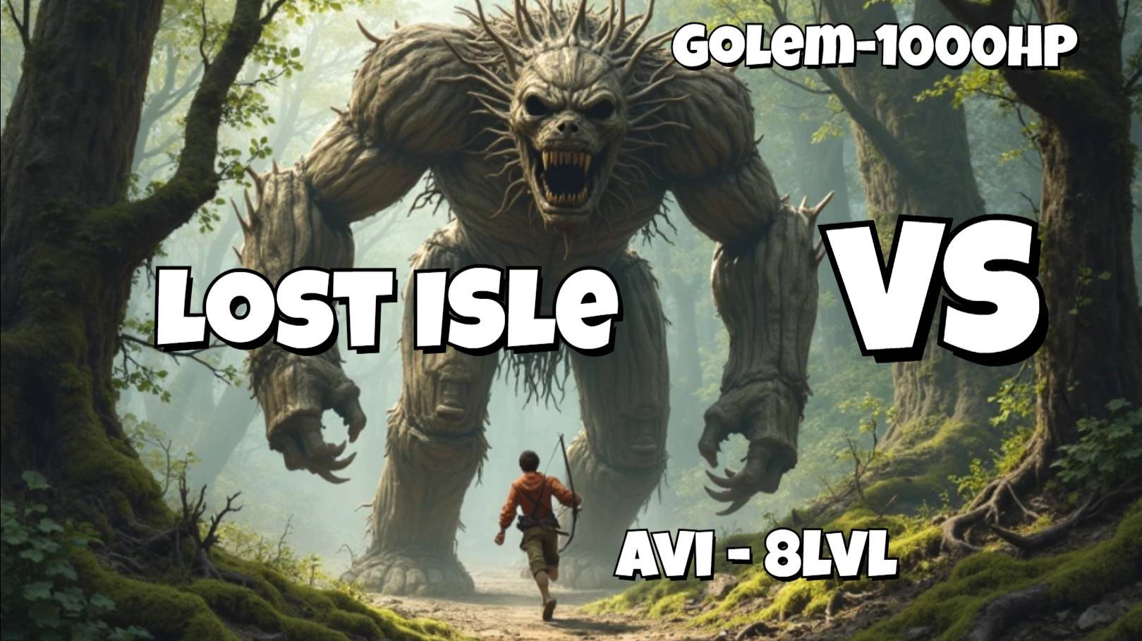 Lost Isle - Avi (lvl 8) vs Golem.