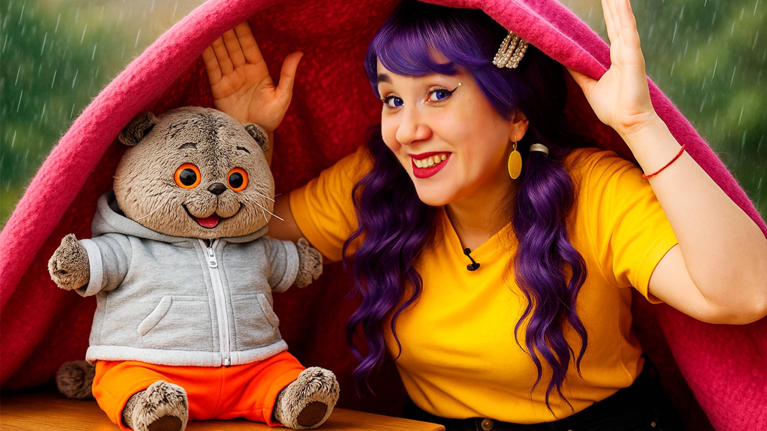 Шмель ужалил Кота Дымка! Как они спаслись от дождя — приключение на детской площадке