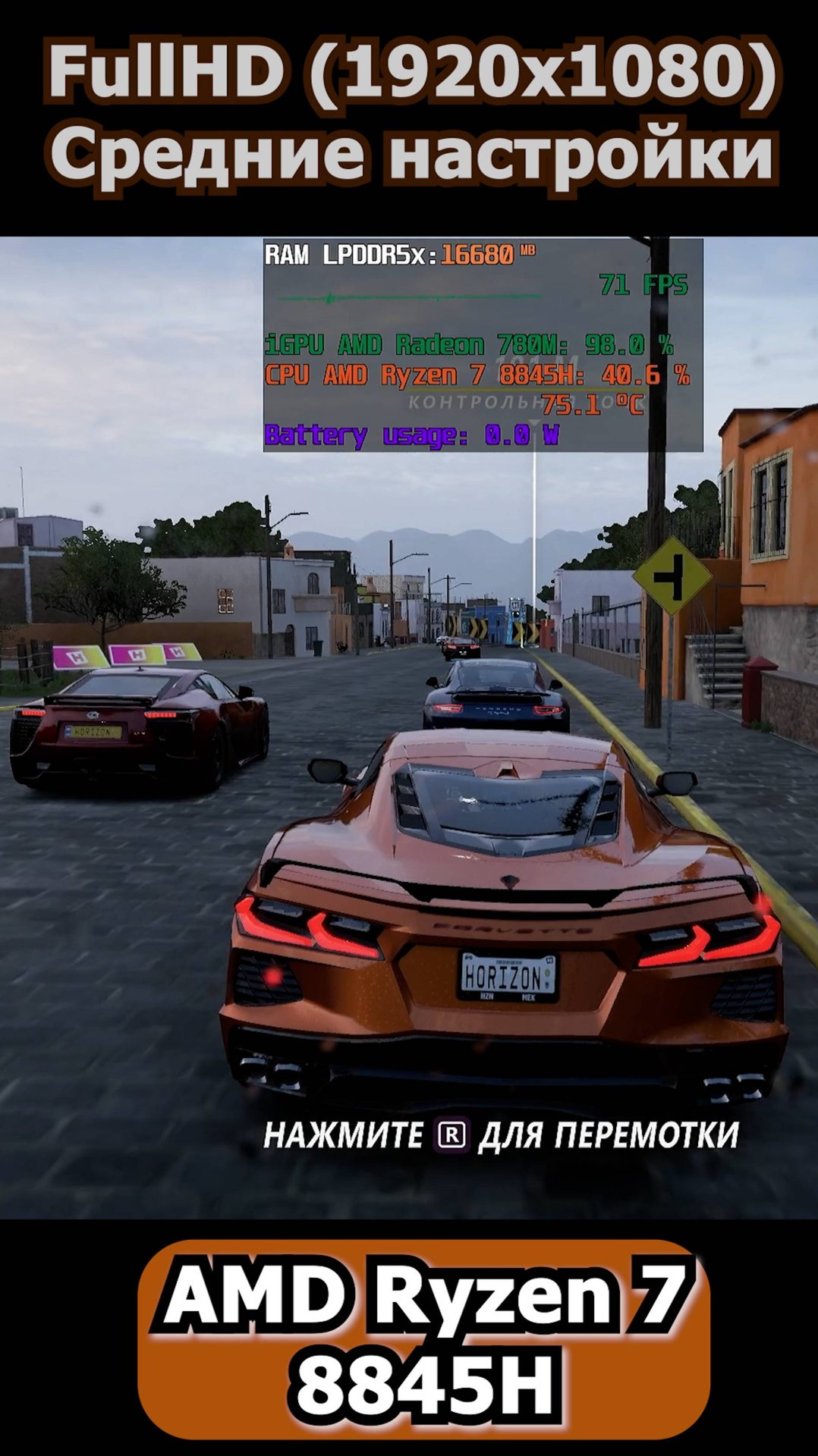 Тесты встроенной графики в процессорах AMD ryzen 7 8845H, AMD ryzen 7 H350 и Intel Ultra 5 225H