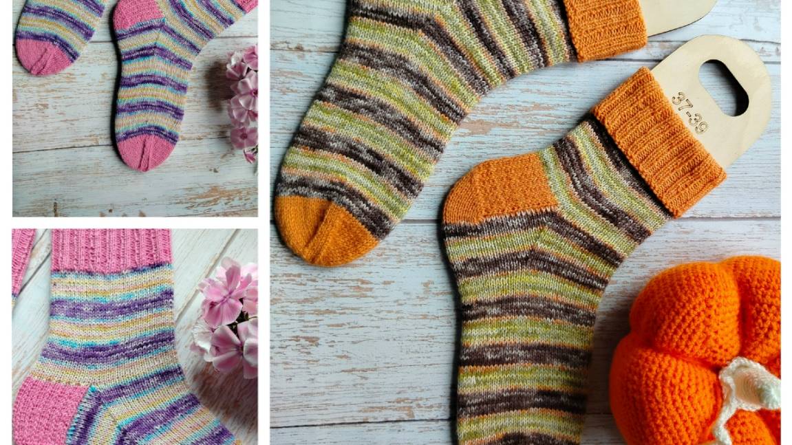 назвала носочки " По грибы По ягоды".  Как вязала. Пряжа.Ализе артисан