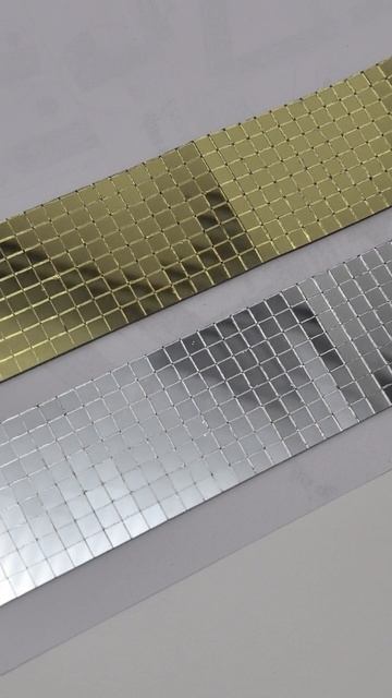 Зеркальная мозаика, лента самоклеющаяся в рулоне, длина 1 метр. Размер 5х5 мм. Серебро.