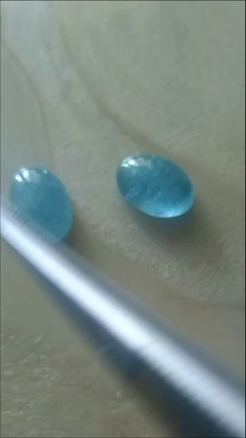 Пара кабошонов аквамарина 10х14 мм