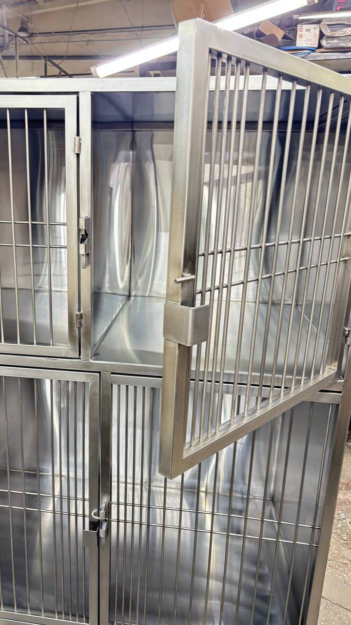 Модуль для ветеринарного стационара 3 клетки из нержавеющей стали