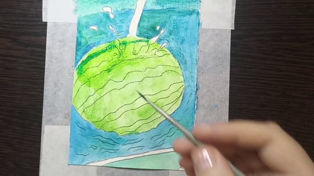Рисунок акварелью / Арбуз