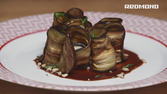 Рулеты из баклажанов с козьим сыром на гриле SteakMaster REDMOND RGM-M813