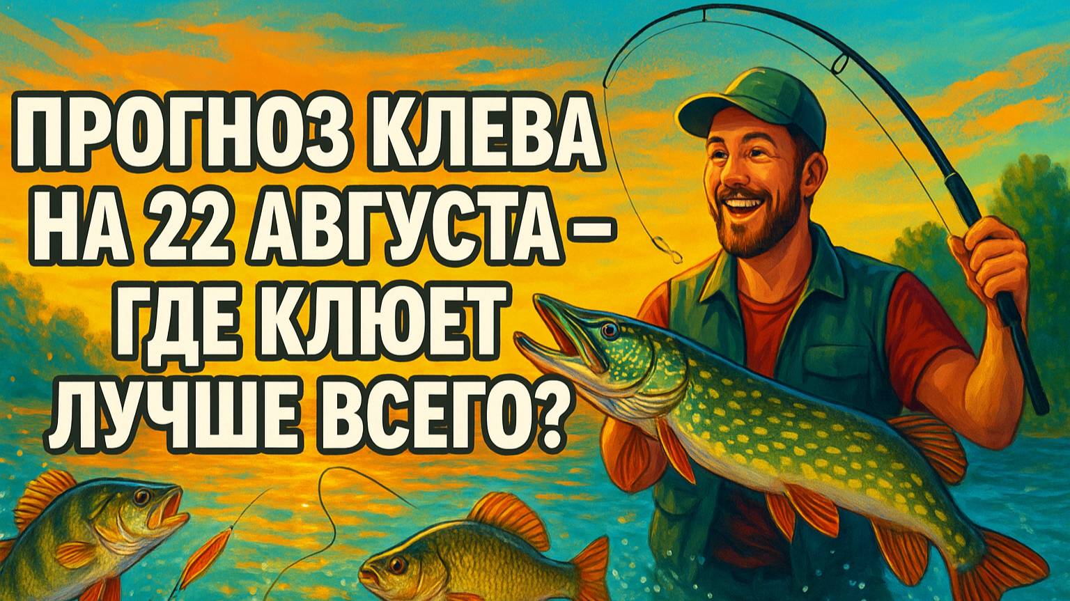 🎣 Прогноз клева рыбы на 22 августа 2025 | Лучшие места для рыбалки сегодня