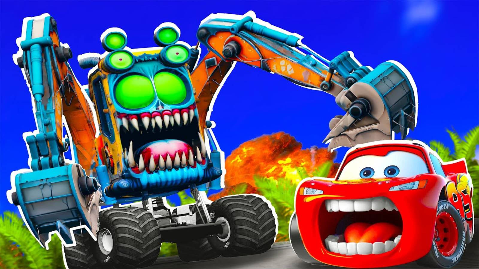 🚓⭐МАШИНКИ СУПЕРГЕРОИ МОЛНИЯ МАКВИН И ЕГО ДРУЗЬЯ ПРОТИВ ОГРОМНОГО ЭКСКАВАТОРА ЗОМБИ ⭐🚓
