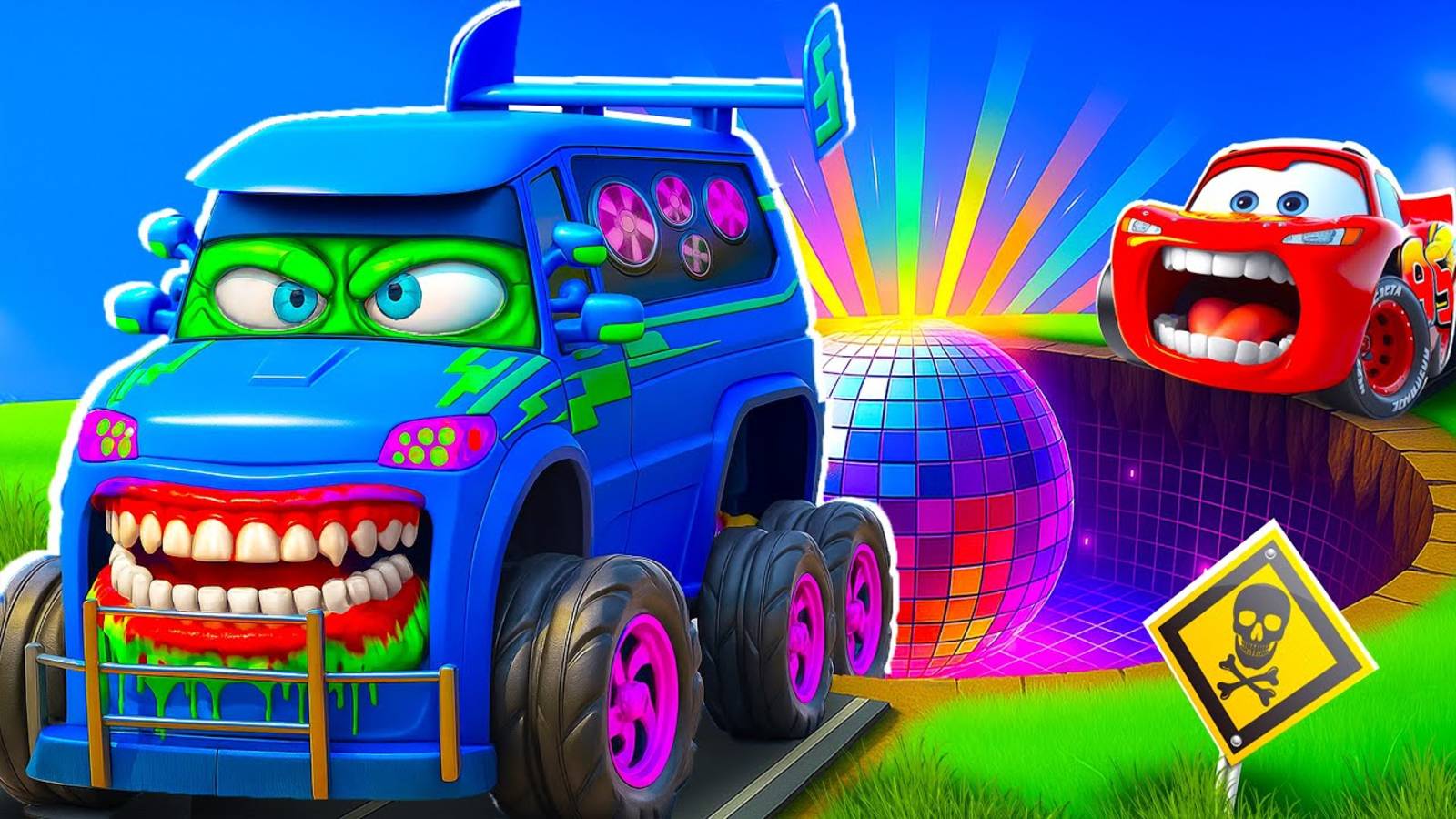 ⭐🔥КРУТЫЕ ДРУЗЬЯ МАШИНКИ⭐🔥 МОЛНИЯ МАКВИН И ЕГО КОМАНДА ПРОТИВ ЗЛОГО ДИСКО АВТОБУСА