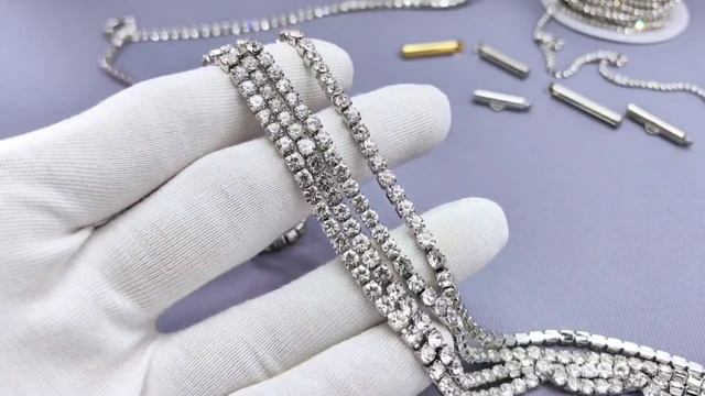 Стальные концевики-трубочки и стразовые цепи