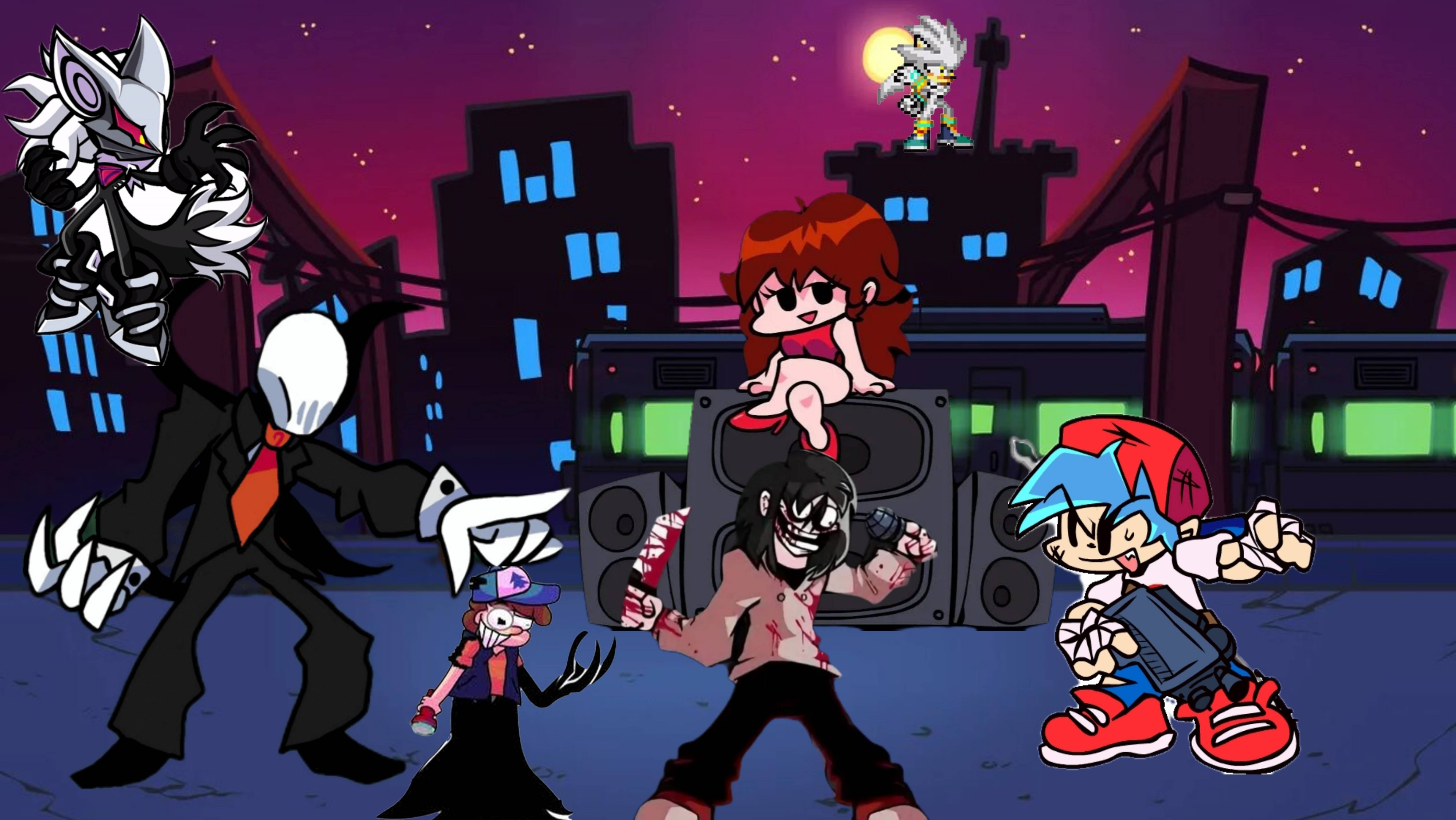 фнф инфинист против сóника , трио ежей, пибби дипер, Джеф убийца, слендермен,помни, соник ехе и тд