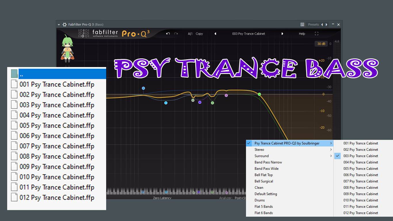 Сделал в FabFilter Pro-Q 3 кабинеты для Psy Trance баса