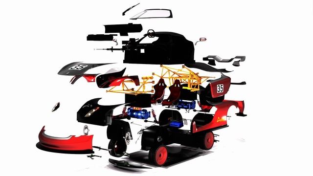 Детали 3D-конструктора электросуперкара Dubina Evo