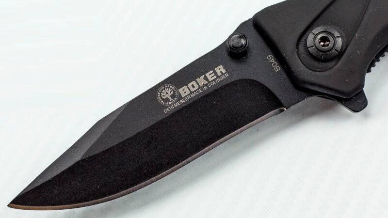 Заточка   складного ножа BOKER-китайская реплика. Сталь 420-аналог российской 40_13.
