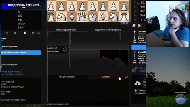 Блиц 3+0 на chess.com 28.07.2025 соперники от 2400 | Elshad system