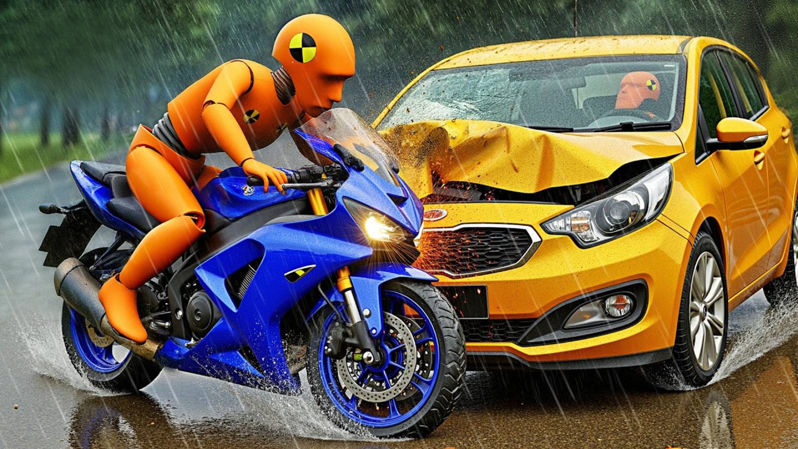 Безумие на мокрой дороге: конвейер из аварий! 😂🌊 Проверяем физику BeamNG Drive🤯