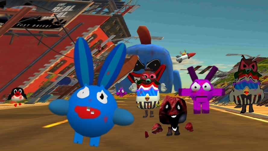 Погоня от огромного хаги под музыку из Смешариков исполняли Марина Ланда и Сергей Васильев