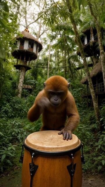 Обезьяна играет профессионально! 🪘🙈