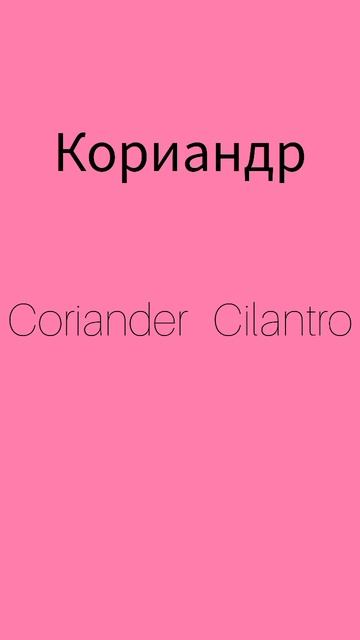 Как же будет по английски слово КОРИАНДР?