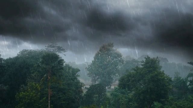 Звуки сильного дождя с грозой для сна  / Звуки природы