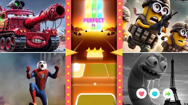 Танк Маккуина 🆚 Пожиратель школьных автобусов 🆚 Монстр из полицейской машины 🆚 Червяк-миньон в Пл