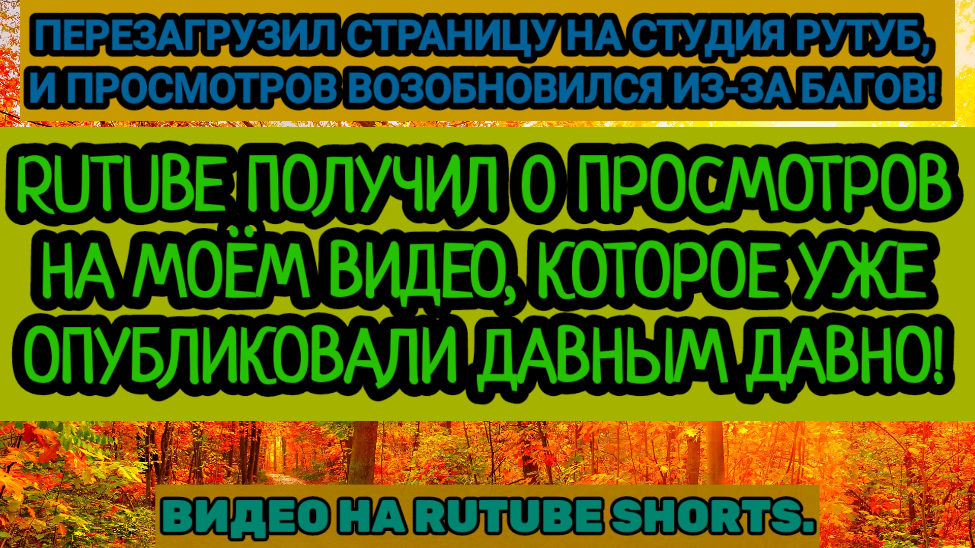 RUTUBE получил ноль просмотров на моём все видео на Shorts. Перезагрузили страницу в конце видео.