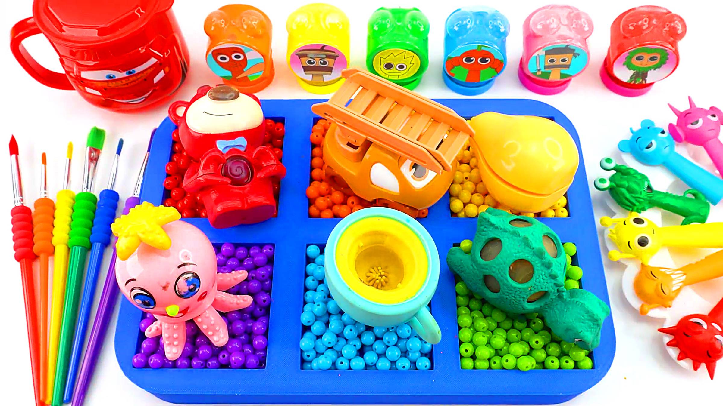 Для малышей мультики АСМР. Смешные игрушки. Разноцветные слаймы