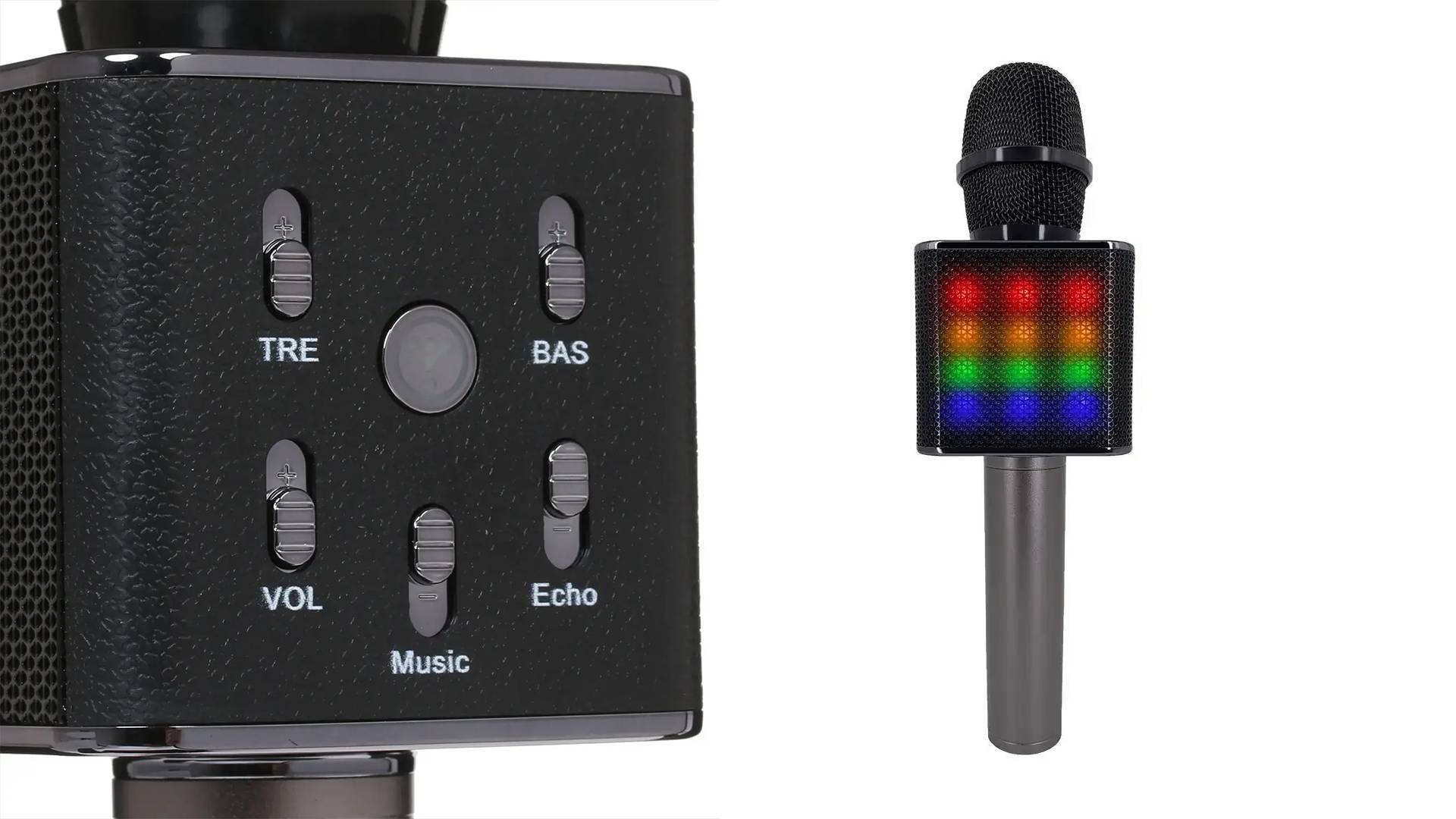 Микрофон аккумуляторный с подсветкой и встроенной колонкой для пения