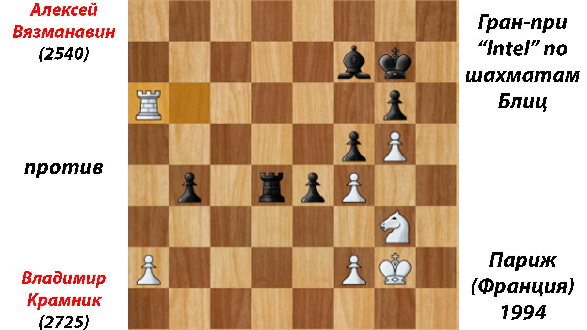 Алексей Вязманавин против Владимира Крамника. Гран-при Intel по шахматам Блиц. Париж (Франция) 1994