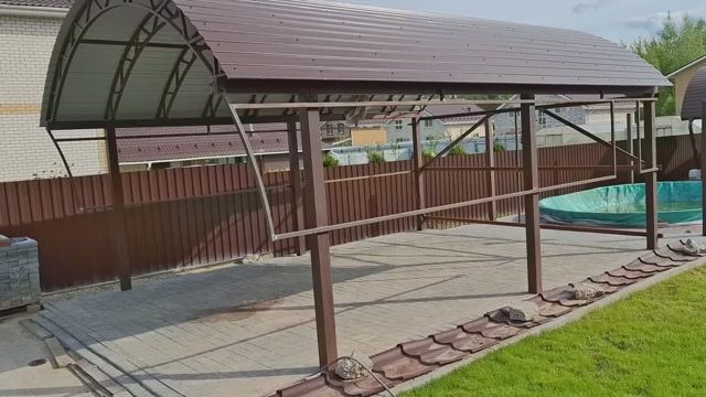 Навес под автомобиль. Дорабатываем каркас под обрешетку.