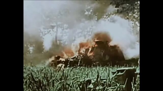 Немецкий танк PzKpfw V «Пантера»  в бою! Цветная кинохроника второй мировой войны!