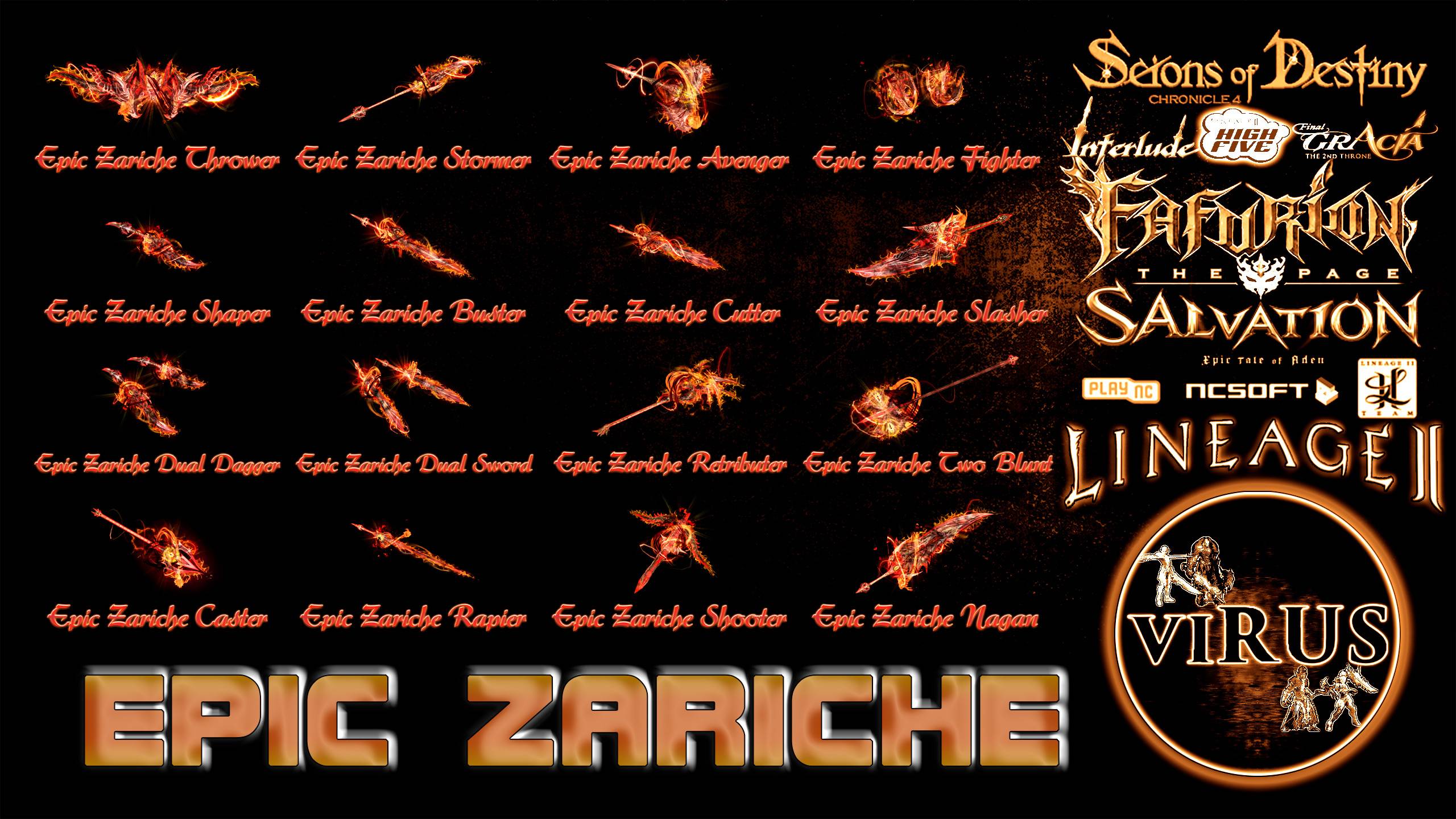 Full Set of Epic Zariche Weapons. LINEAGE II. Any Chronicles ◄√i®uS►