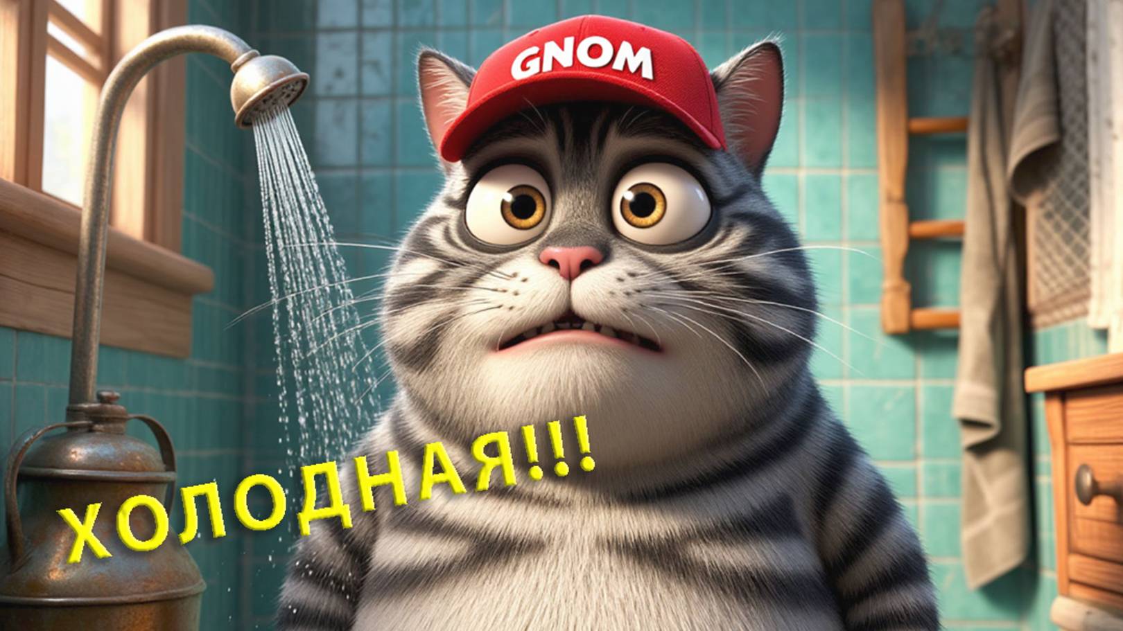 Кот Гном: "-Купайся сам в холодной воде! "