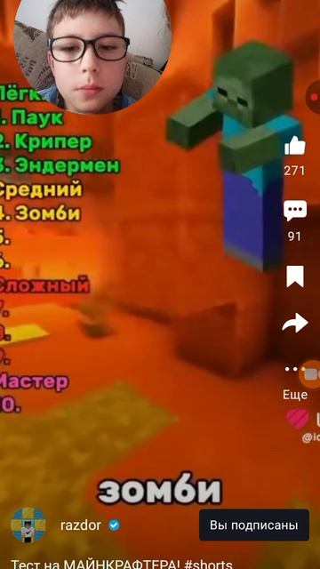 🧟Спидран по мобам из Майнкрафт с Амалией 24к🧟 #Short